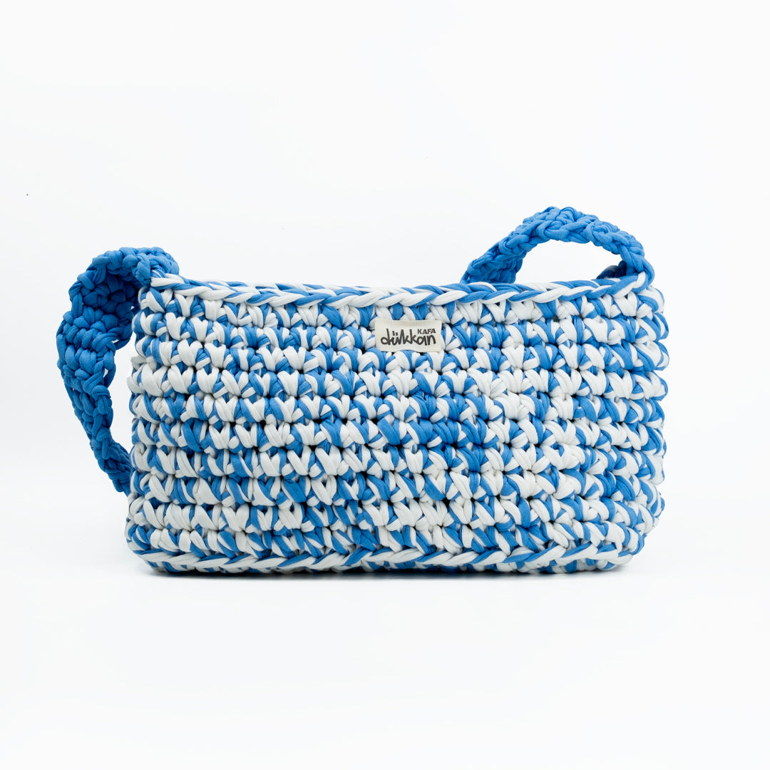 Mavi & Beyaz Örgü Çanta | Piknik – KAFA Dükkan